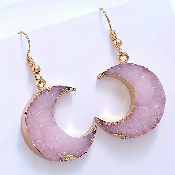 Jewelry | Gorgeous Light Purple Stone Moon Earrings | Poshmark